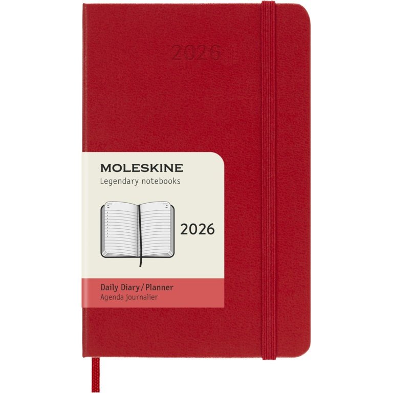 2026 12-month Scarlet Red Pocket Daily Hardcover Diary – Exclusive ...